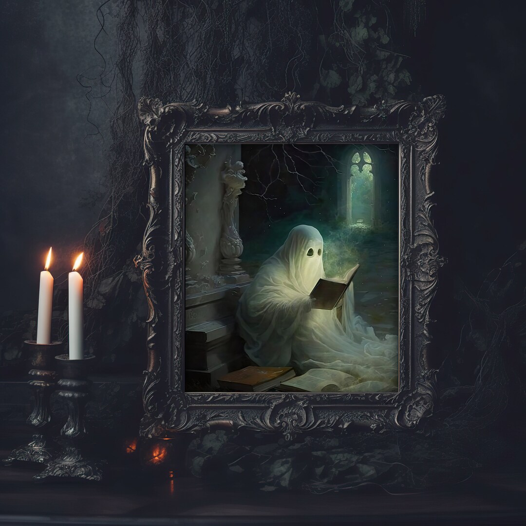 Ghost Reading a Book Art Poster Print Vintage Poster Ghost - Etsy