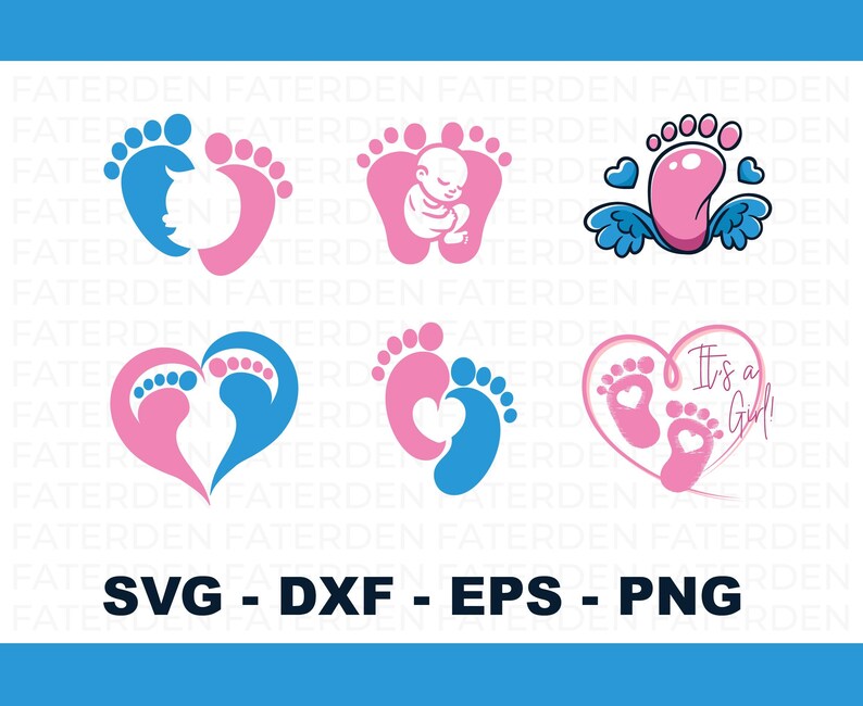 Baby Footprint SET Svg , Baby Footprint Logo Set Instant Download SVG ...