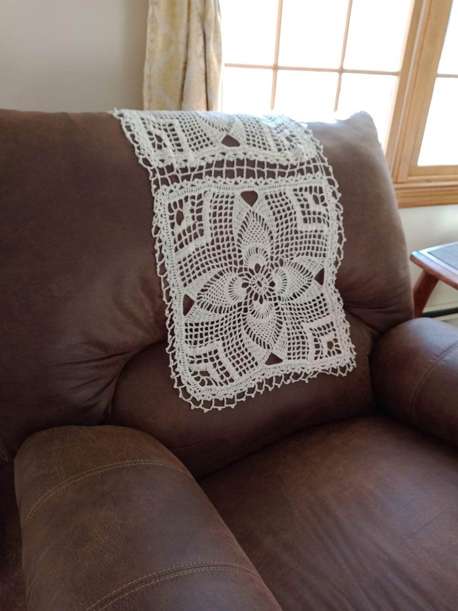 Large Square Crochet Chair Cover Head Rest Doily Buffet Dresser ...