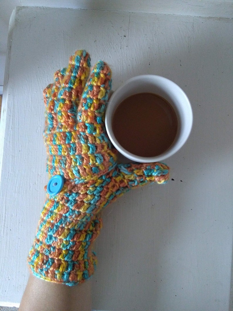 Crochet Boho Glove Removable Fingertips Crochet Rainbow Yarn Gloves ...