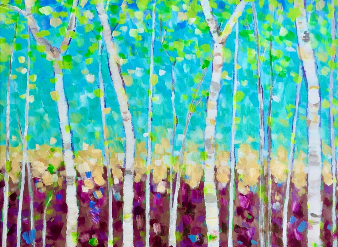 Birch Splendor: Original Acrylic Painting Jill Gomez 18x24 Canvas - Etsy