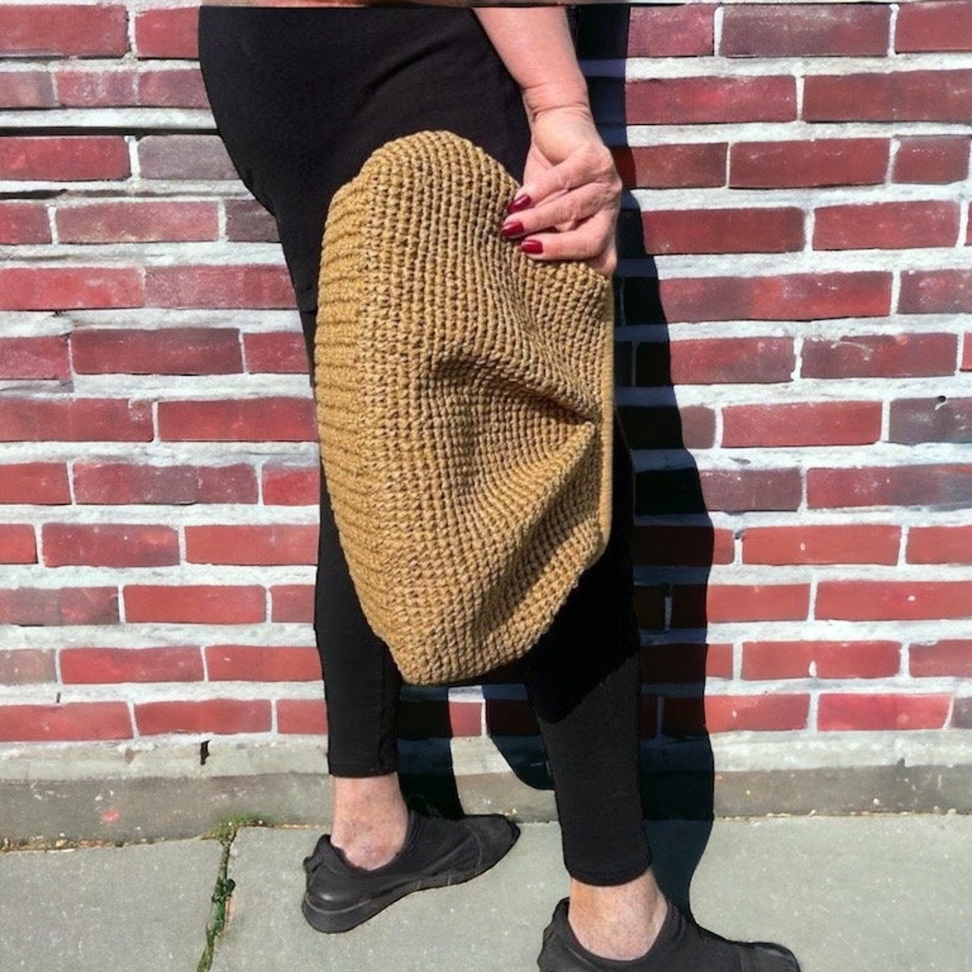 Dark Straw Color Handmade Raffia Crochet Clutch Bag , Straw Pouch Bag ...