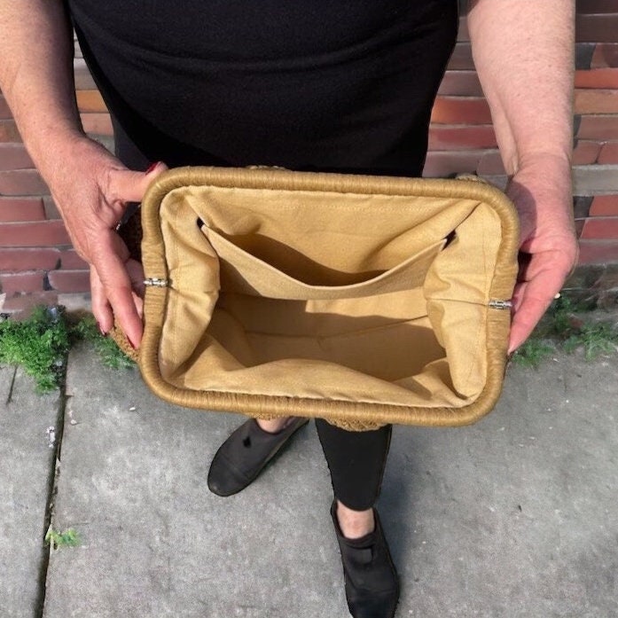 Dark Straw Color Handmade Raffia Crochet Clutch Bag , Straw Pouch Bag ...