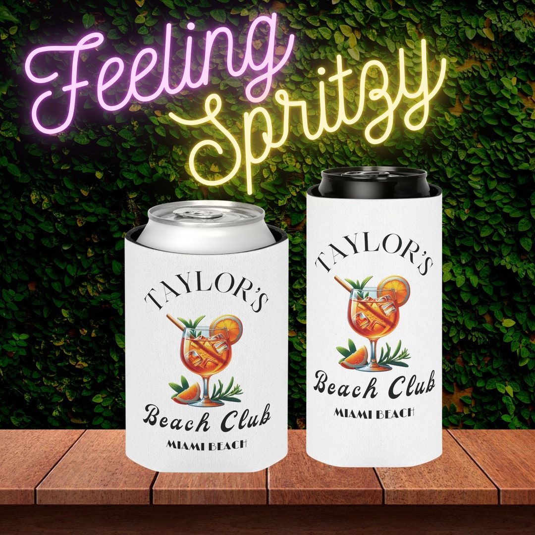 Aperol Spritz Custom Can Cooler | Bachelorette Party Personalized Gifts ...