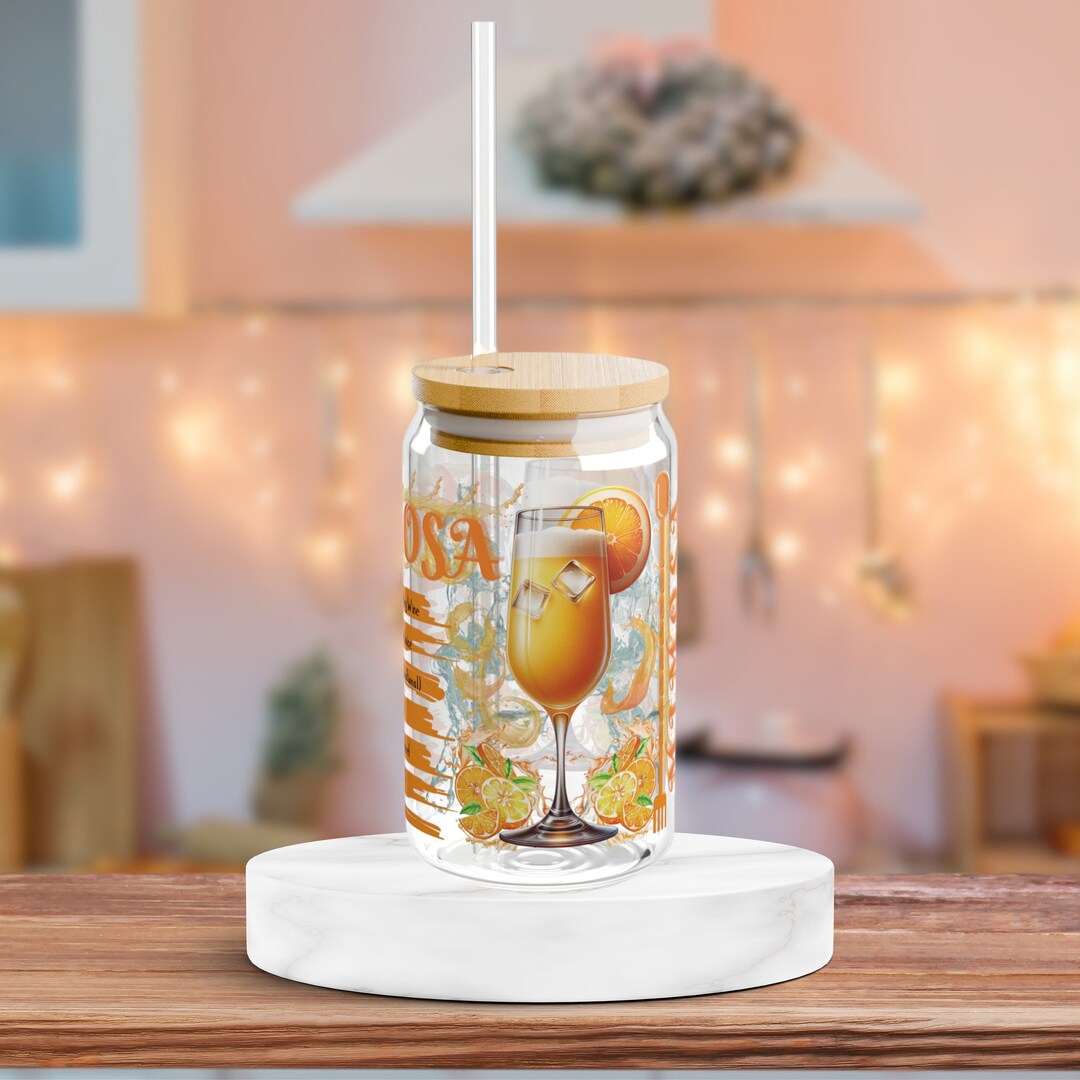 Mimosa Cocktail Glass With Recipe | 16 Oz Glass Cup | Glass Tumbler ...