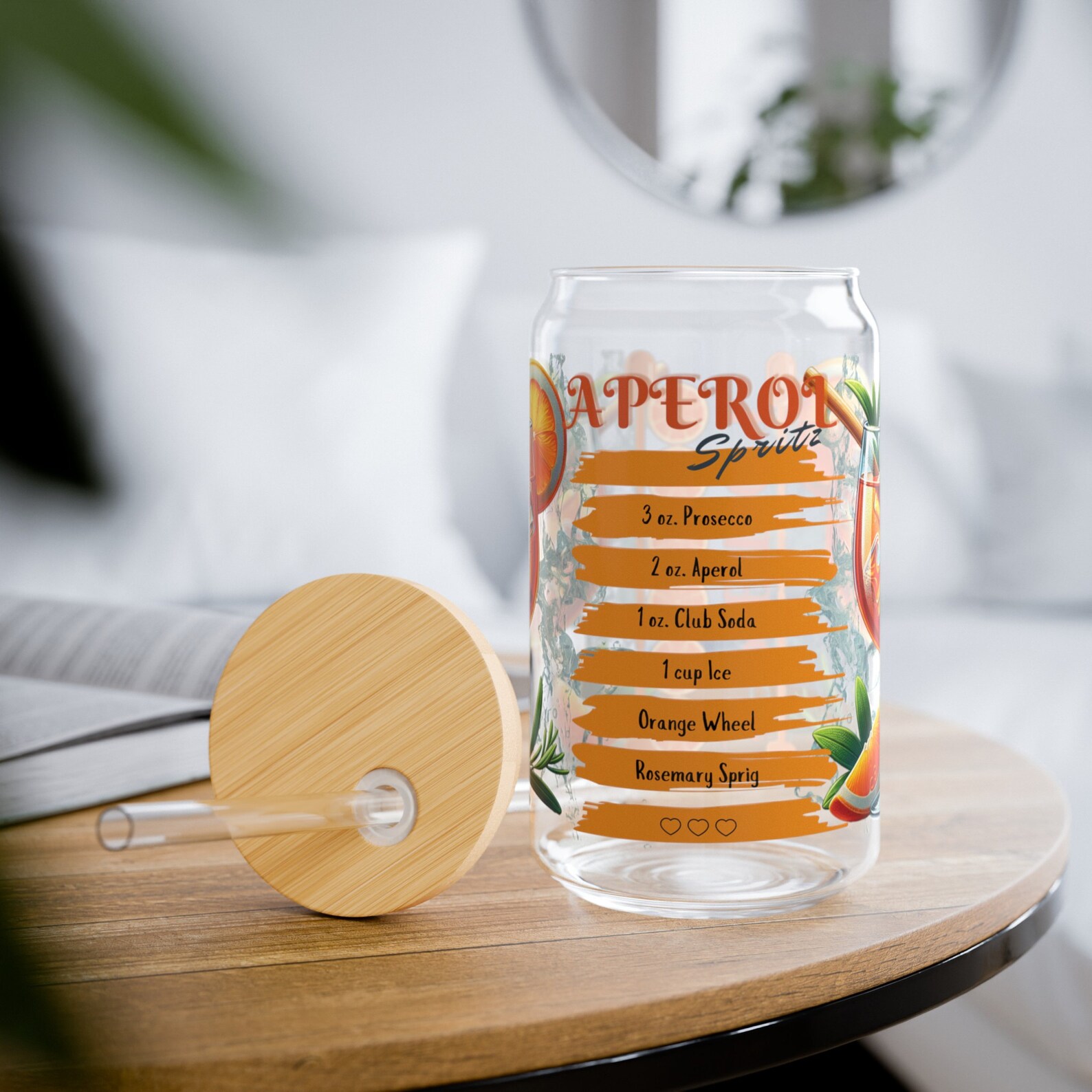 Aperol Spritz Cocktail Glass With Recipe | 16 Oz Glass Cup | Glass ...