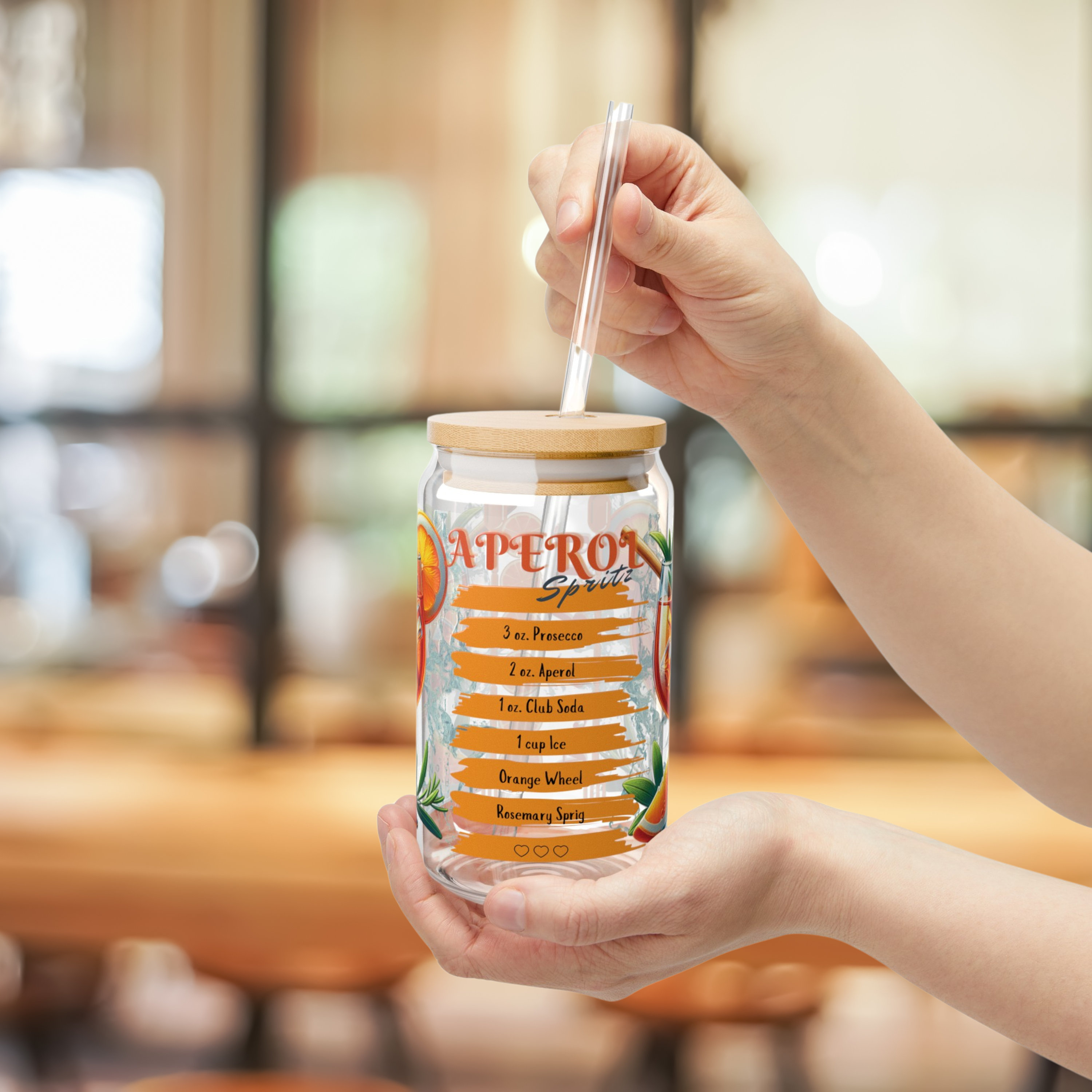 Aperol Spritz Cocktail Glass With Recipe | 16 Oz Glass Cup | Glass ...