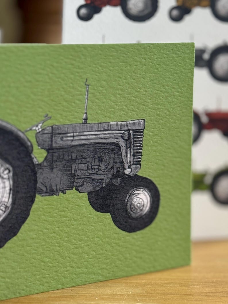 Little Grey Vintage Tractor Card - Etsy UK