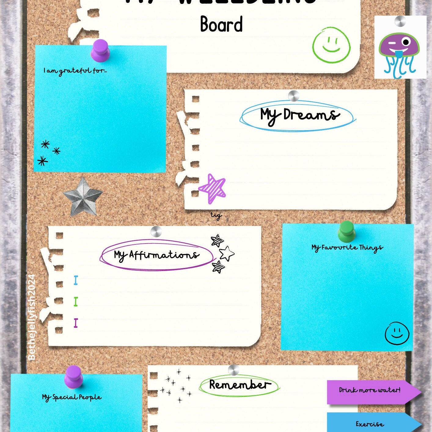My Wellbeing Board / Planner / Affirmations / Goal Setting / Gratitude ...