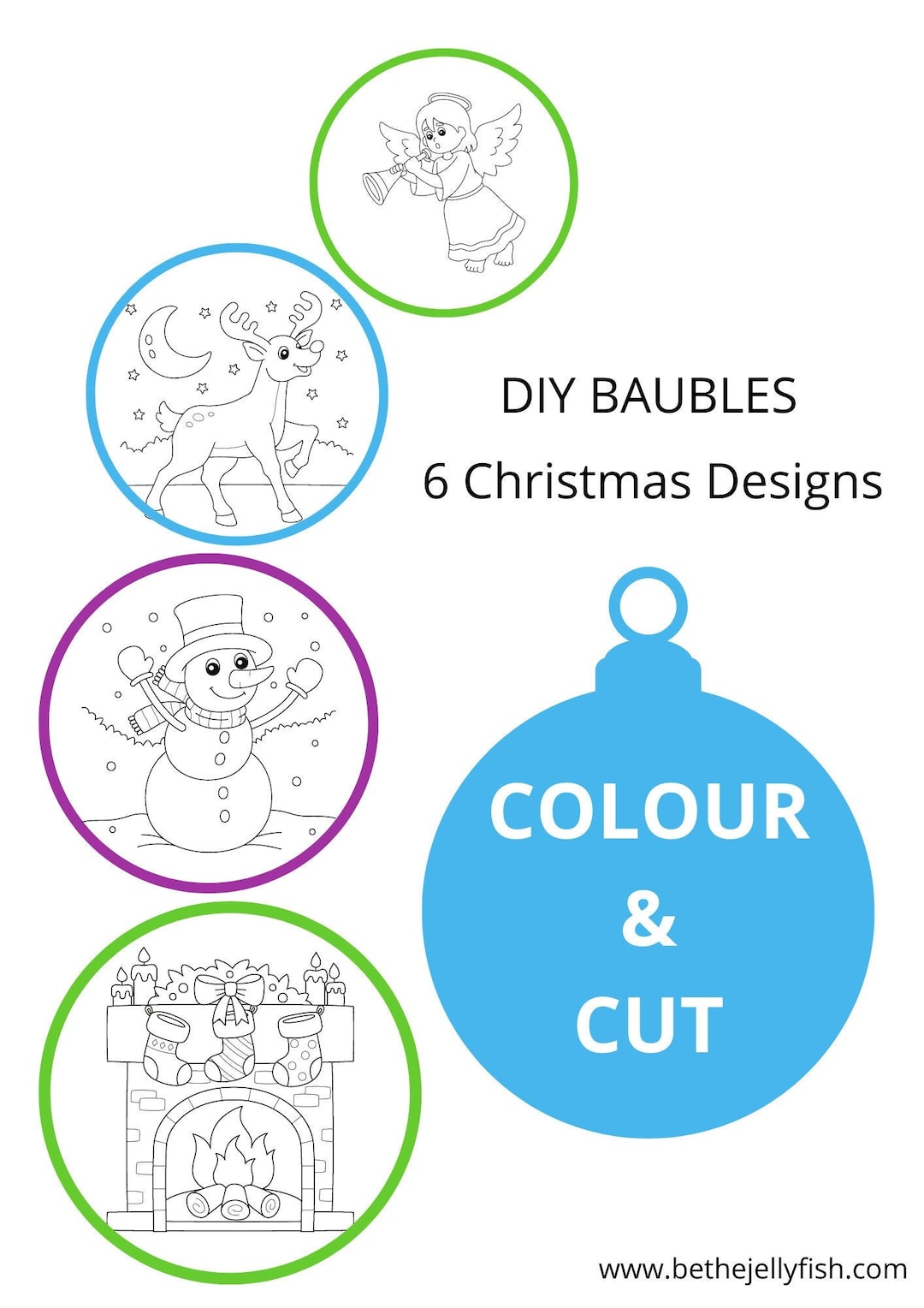 DIY Christmas Baubles / Colour and Cut / Christmas Colouring - Etsy