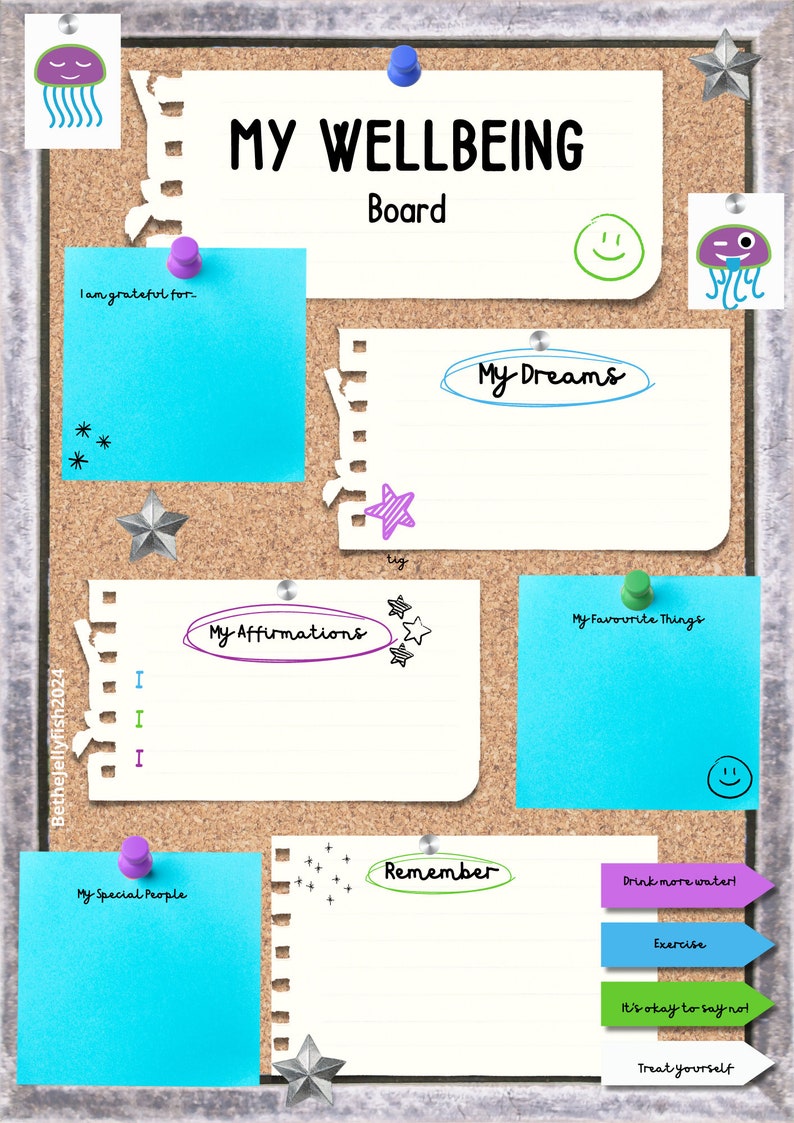 My Wellbeing Board / Planner / Affirmations / Goal Setting / Gratitude ...