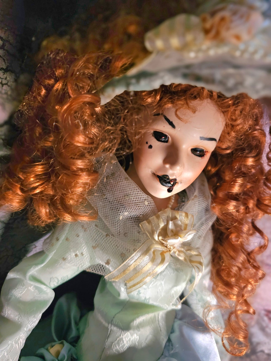 Vampire Goth Porcelain Horror Doll, Halloween Horror Decor, Gothic ...