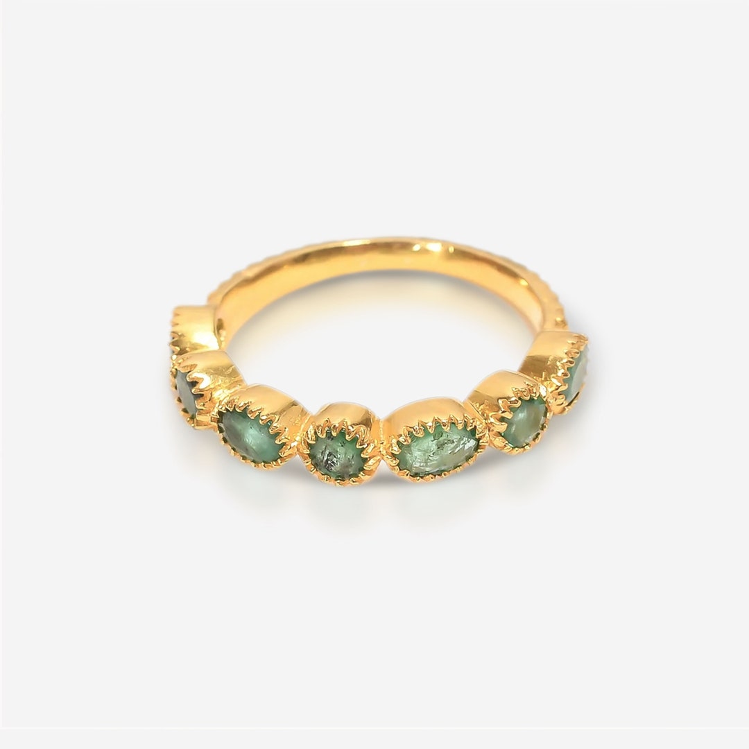 Emerald Ring 925 Sterling Silver Emerald Ring Natural Emerald Band Ring ...