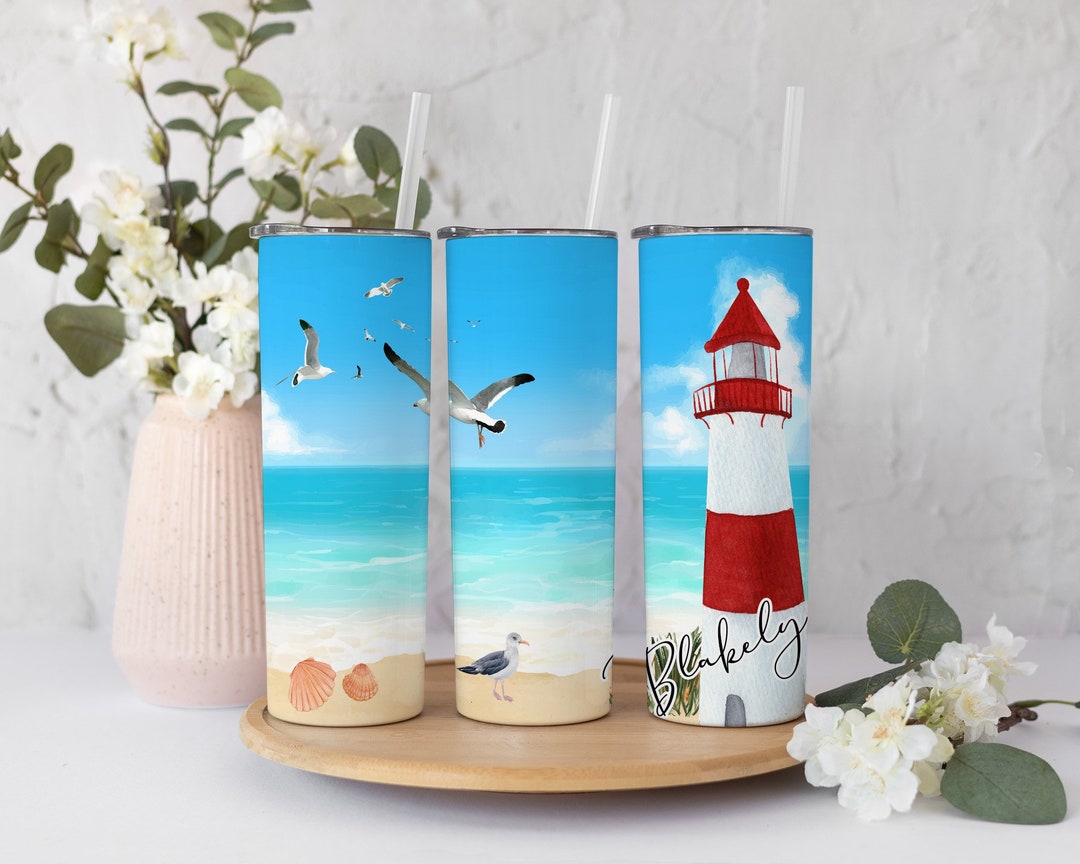 Personalized Lighthouse Tumbler, Name Tumbler, Vacation Tumbler, - Etsy