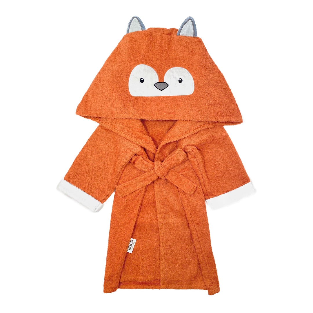 Felix Fox Brown Children's Hooded Animal Robe – 100% Cotton Kids ...