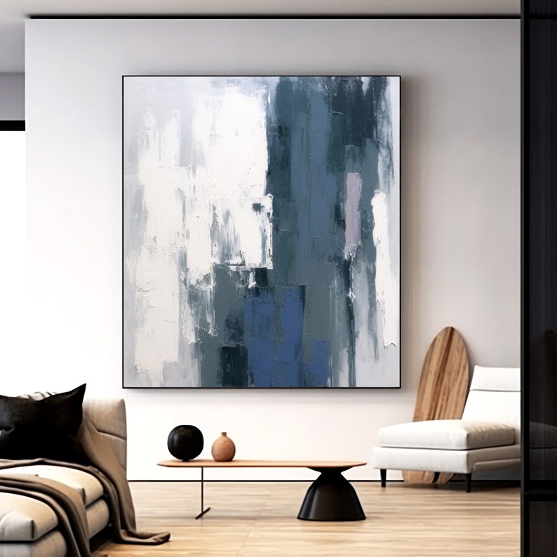 Extra Large Vertical Abstract Painting on Canvas, Modern Minimalist ...
