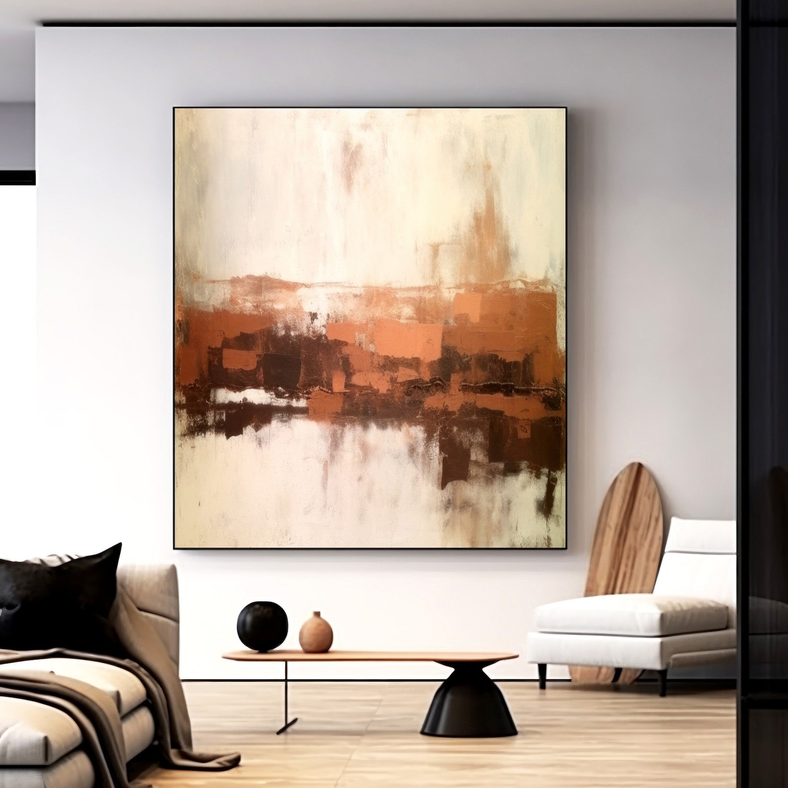 Burnt Orange Abstract Painting for Sale, Large Textured Wall Art ...
