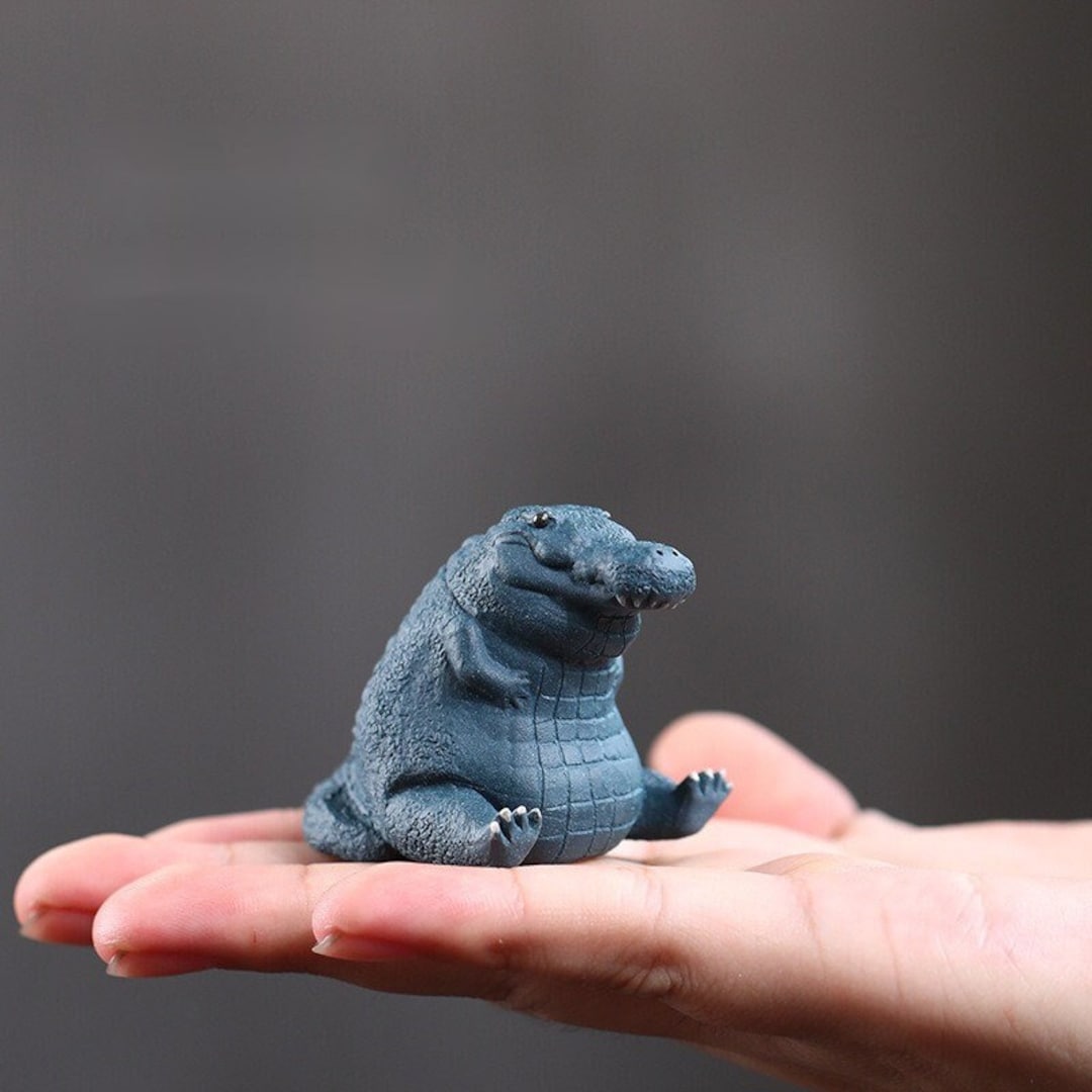 Blue Ceramic Crocodile Tea Pet / Chubby Crocodile - Etsy