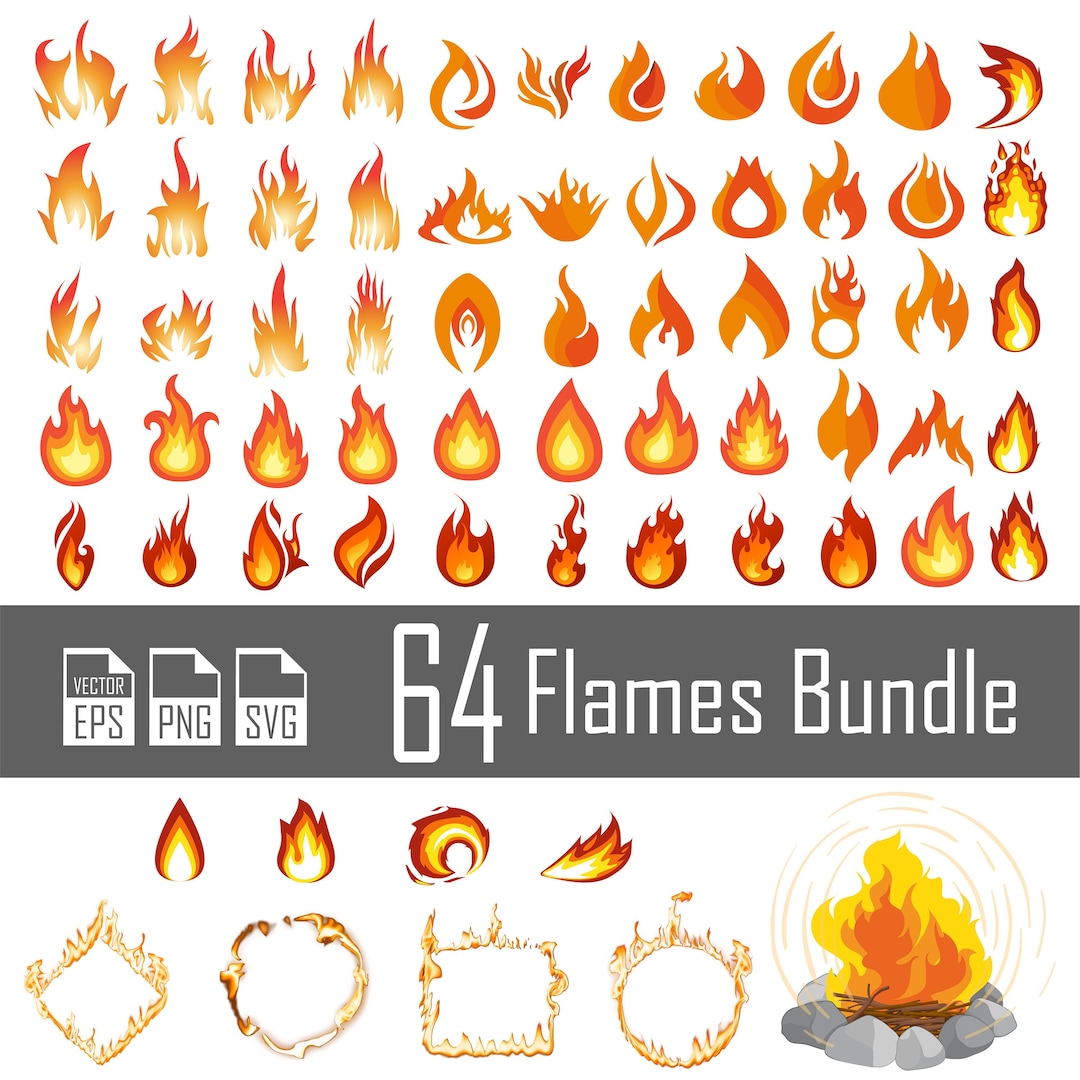 Fire SVG Bundle, FIRE Clipart, Fire Svg Files, Fire Flames Svg, Instant ...