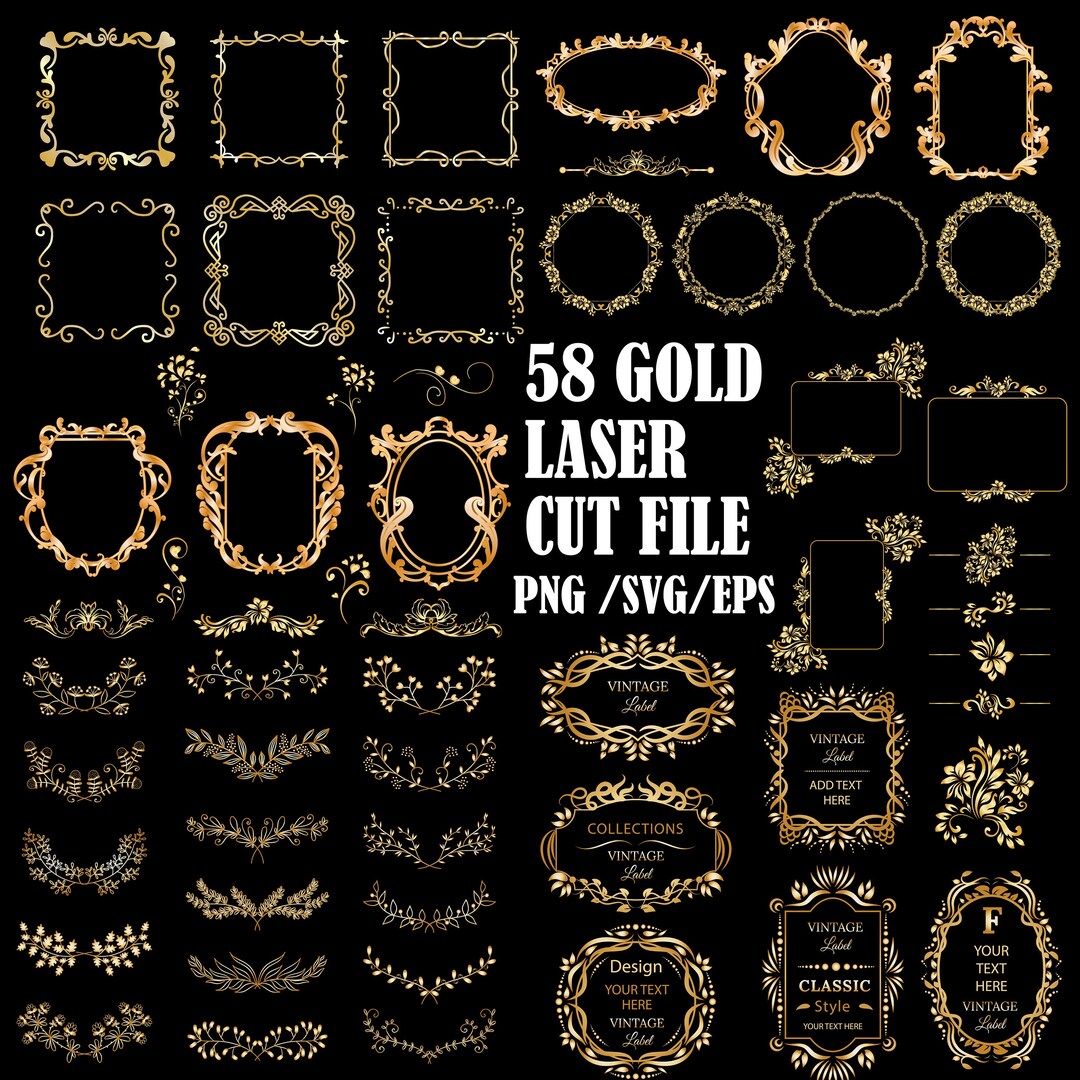 Marco dorado Png Svg, imágenes prediseñadas de marcos dorados, corona ...