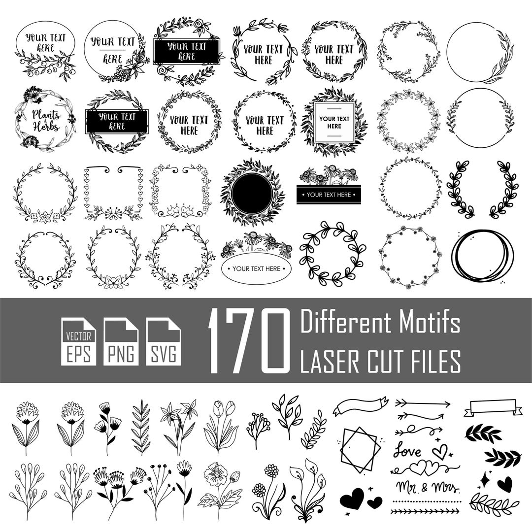Wedding Card Design, Wedding Invitation, Stickers Wreath, Wreath Svg ...