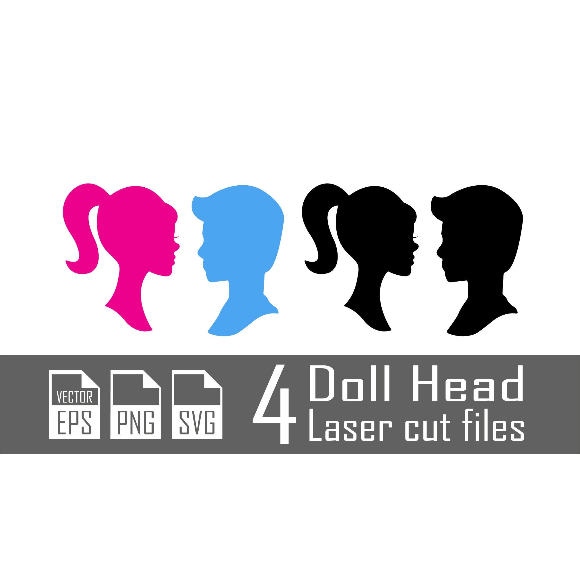 Doll Head Svg Bundle, Woman Head Svg, Doll Svg, Doll Clipart, Doll ...