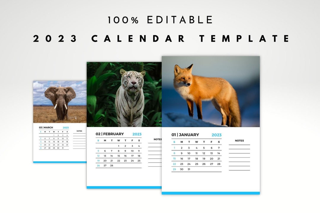 2023 Calendar Template 100% Editable 2023 Calendar Pdf Template - Etsy