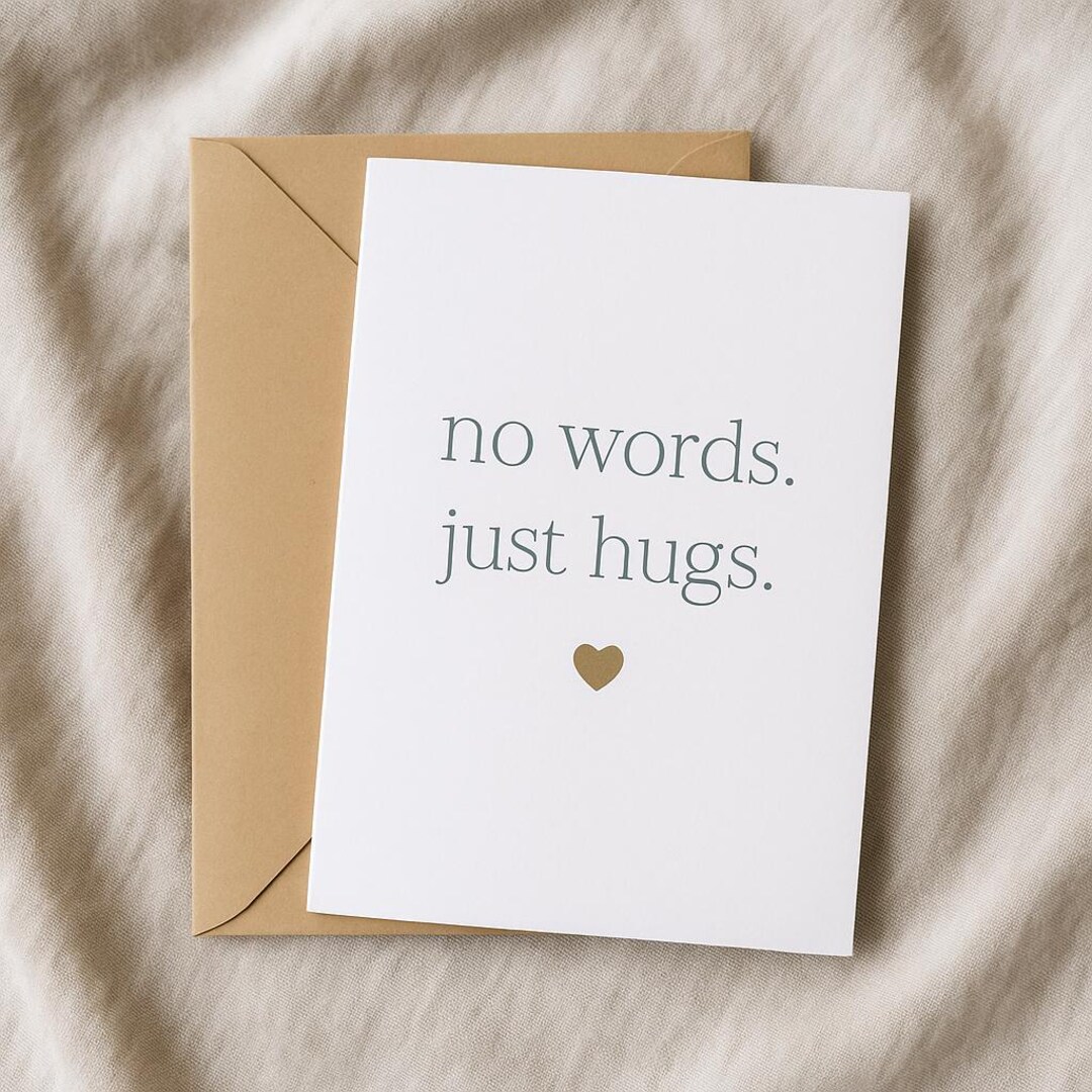 Mourning Card – Condolence Card “no Words, Just Hugs” – Condolence Card ...