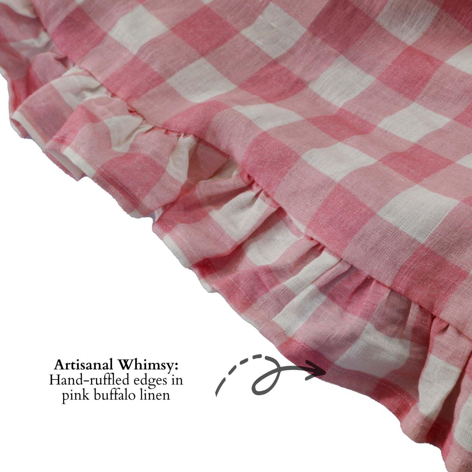 Pink Buffalo Check Frill Linen Tablecloth 57x90, 57x108, 57x120 100% ...