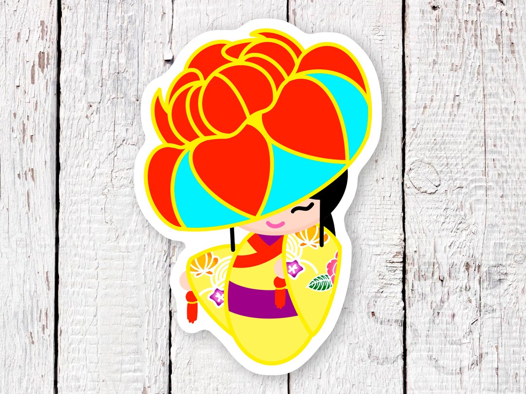 Okinawa Kokeshi Inspired Dancer Sticker Okinawa Japan Sticker Ryukyu ...