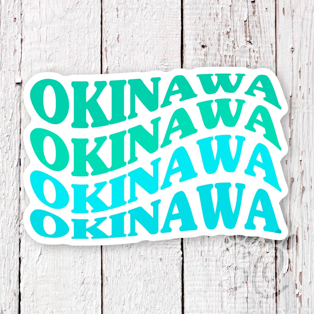 Okinawa Retro Wavy Text Beach Sticker Okinawa Japan Sticker Vinyl ...