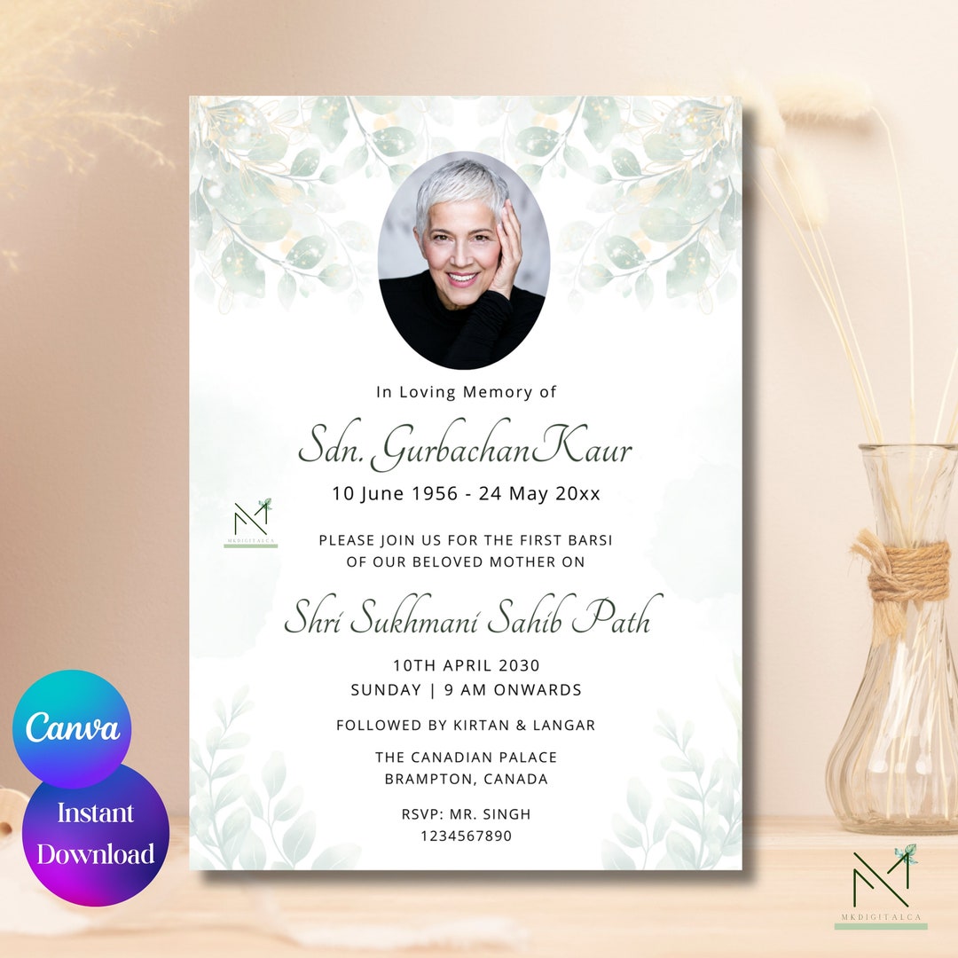 Sikh Green Funeral Invitation Template Sikh Funeral Invitation Template ...