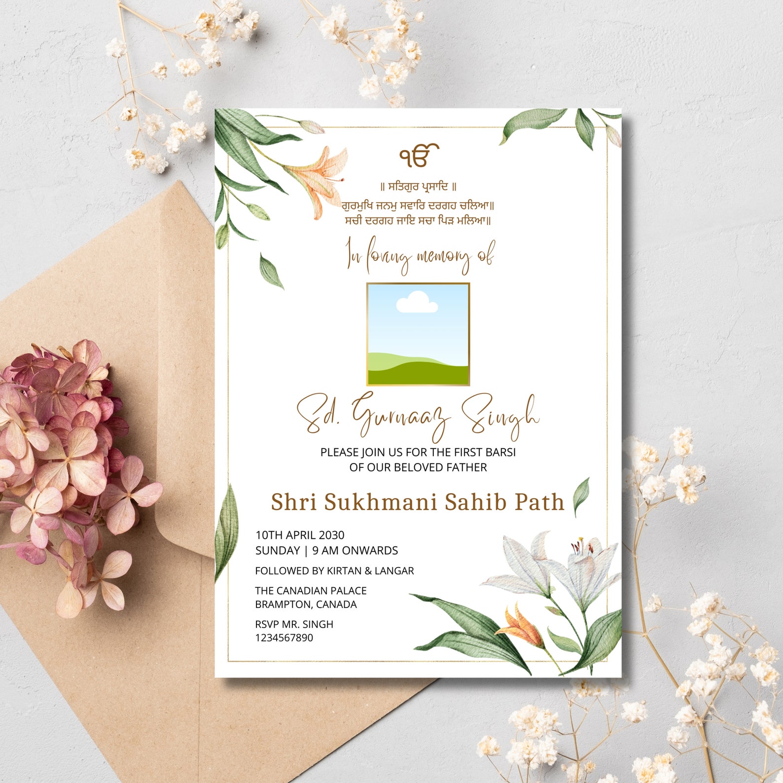 Sikh Funeral Announcement Template Punjabi First Barsi Invitation ...