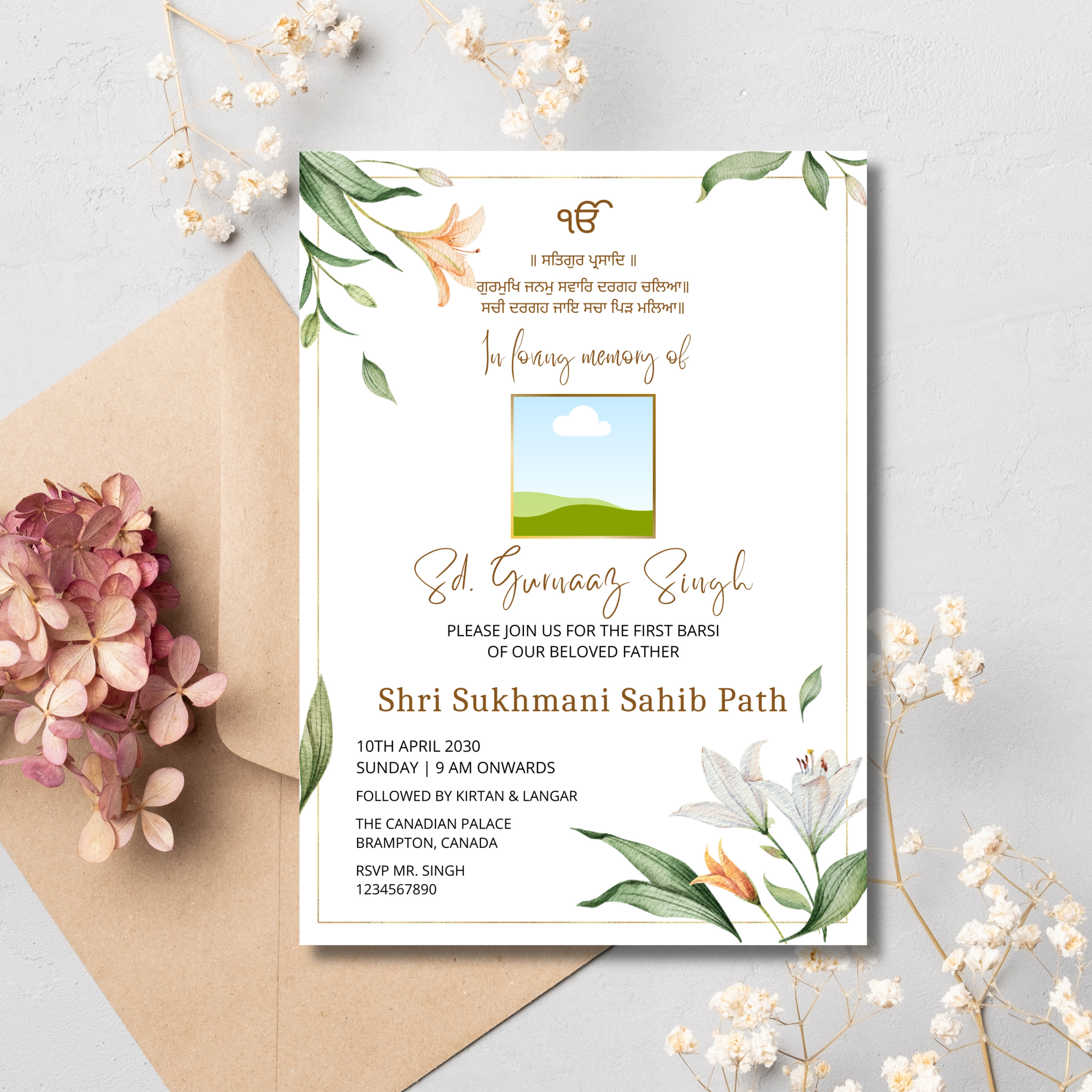 Sikh Funeral Announcement Template Punjabi First Barsi Invitation ...