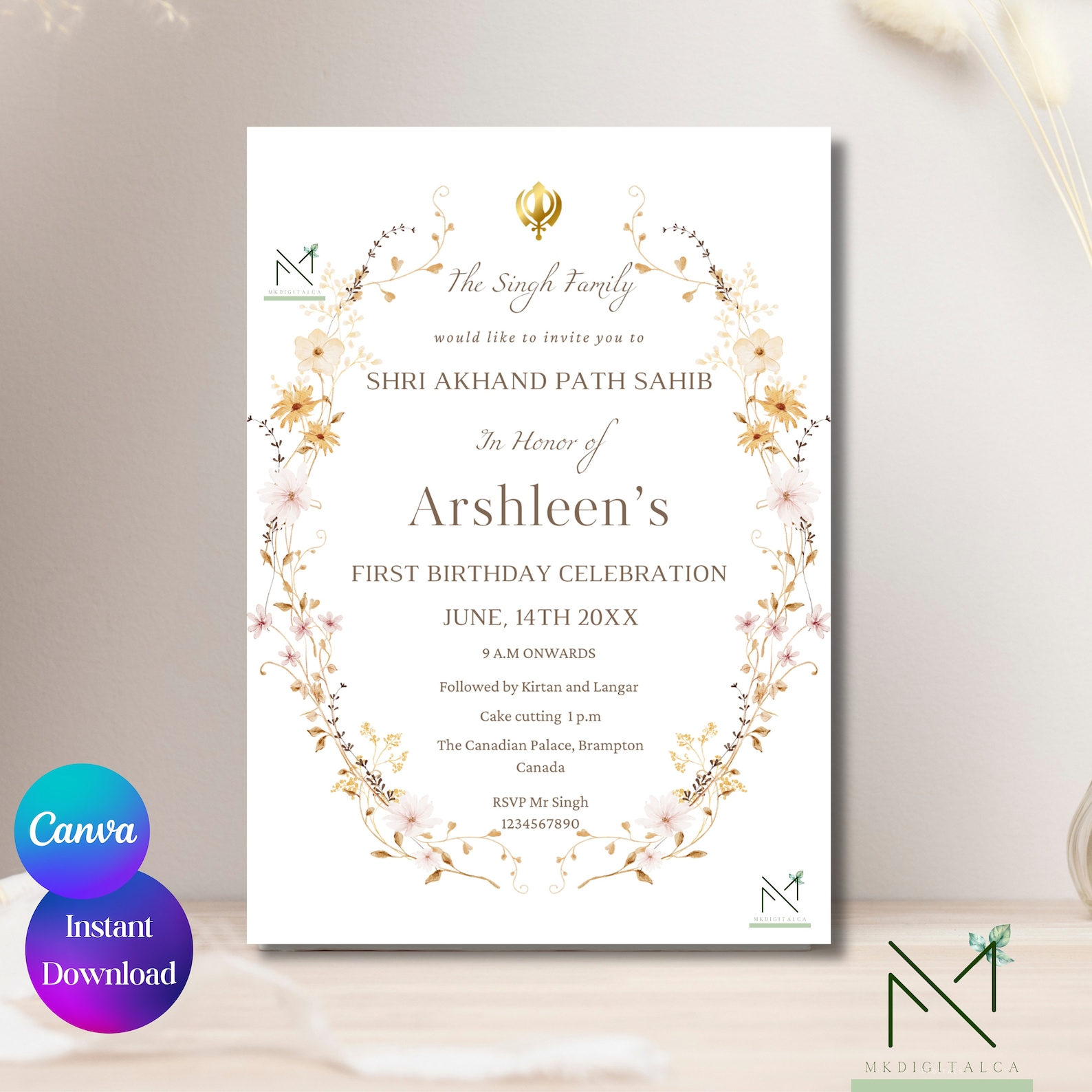Minimal Akhand Path Invitation First Birthday Path Invitation Template ...