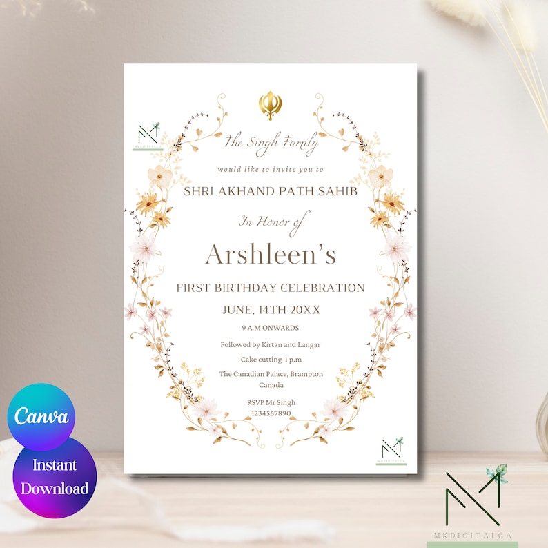 Minimal Akhand Path Invitation First Birthday Path Invitation Template ...