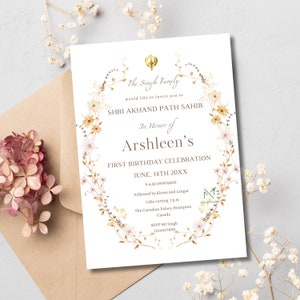 Minimal Akhand Path Invitation First Birthday Path Invitation Template ...