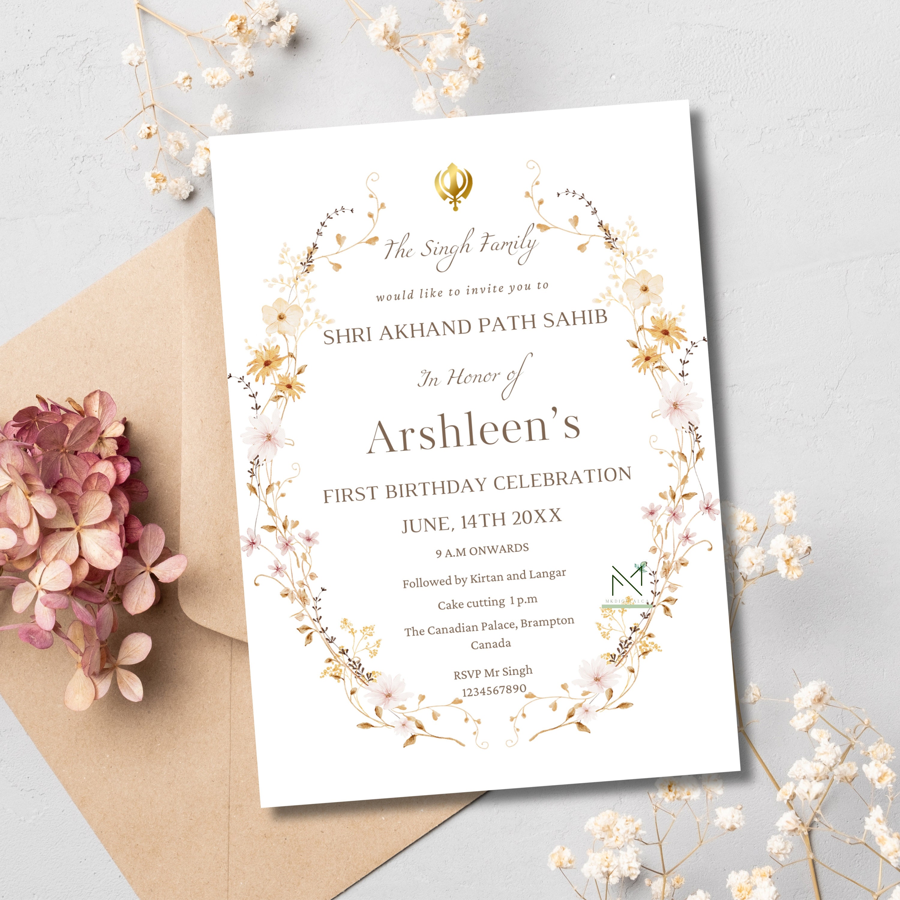 Minimal Akhand Path Invitation First Birthday Path Invitation Template ...