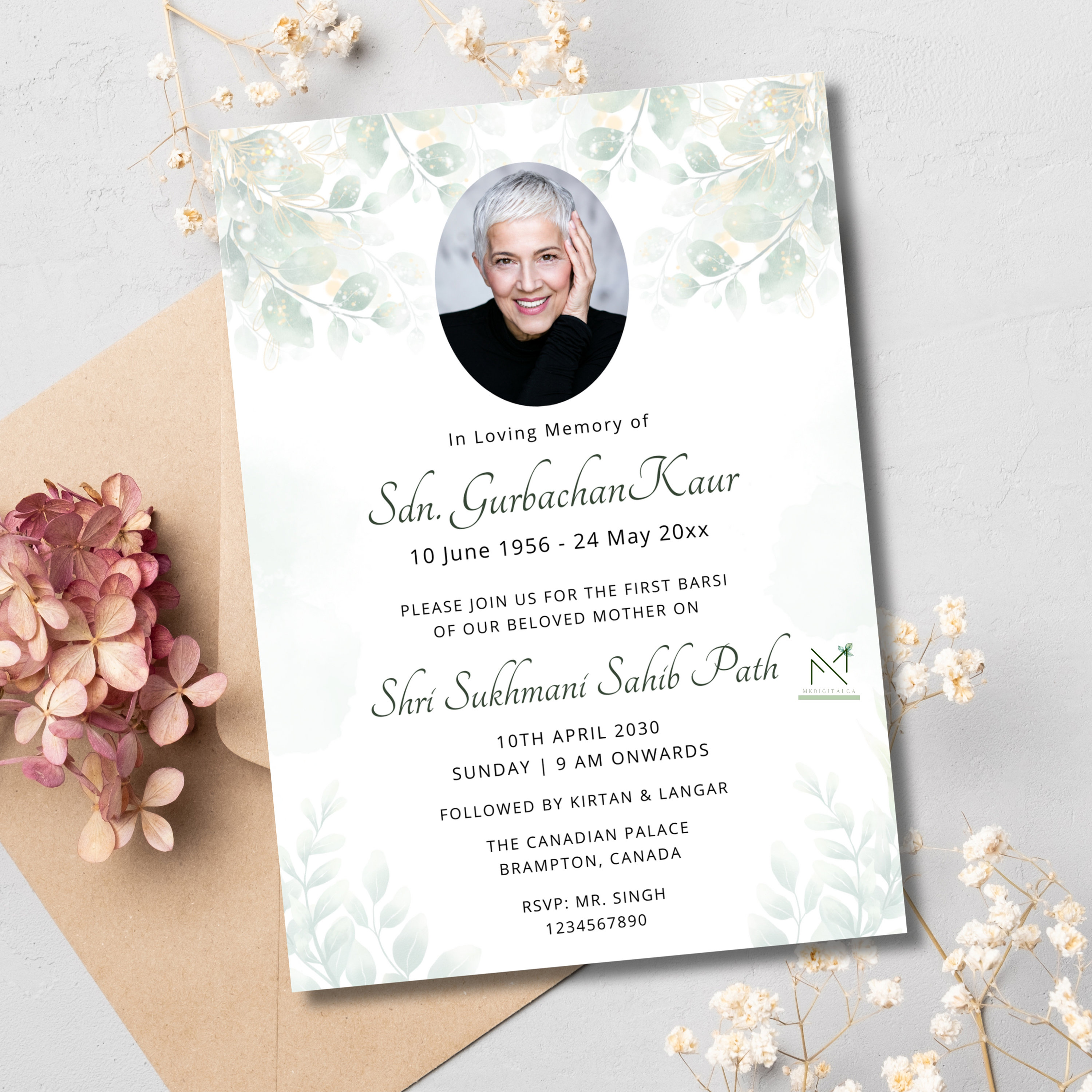 Sikh Green Funeral Invitation Template Sikh Funeral Invitation Template ...
