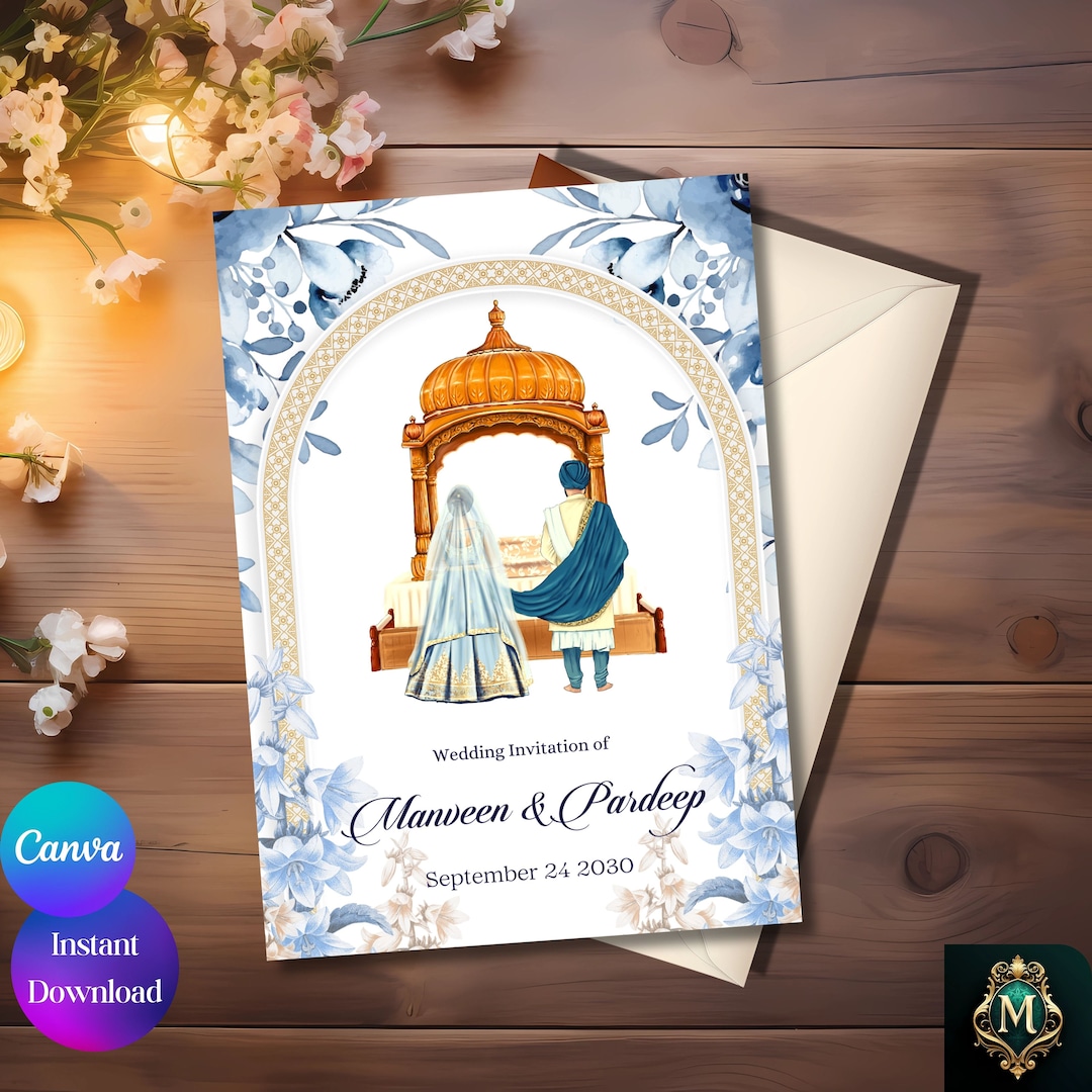 Digital Sikh Wedding Invitation Punjabi Wedding Cards Punjabi Wedding ...