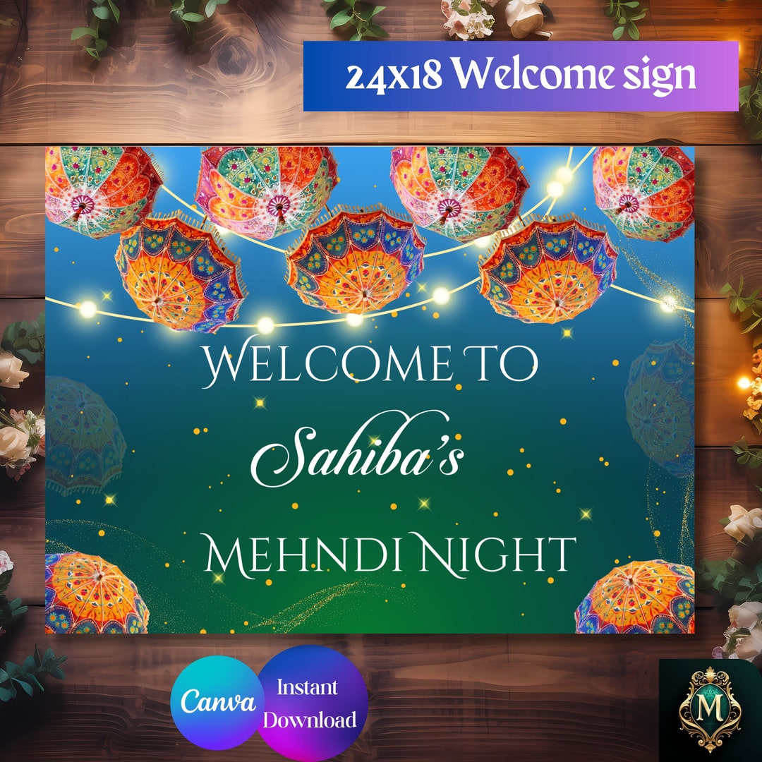 Mehndi Welcome Sign Mehndi Signs Mendhi Umbrella Decor Mehendi Decor ...