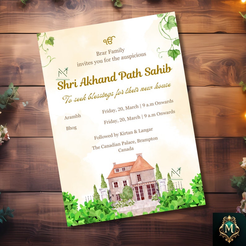 New House Akhand Path Invitation Sikh Housewarming Invitation Template ...