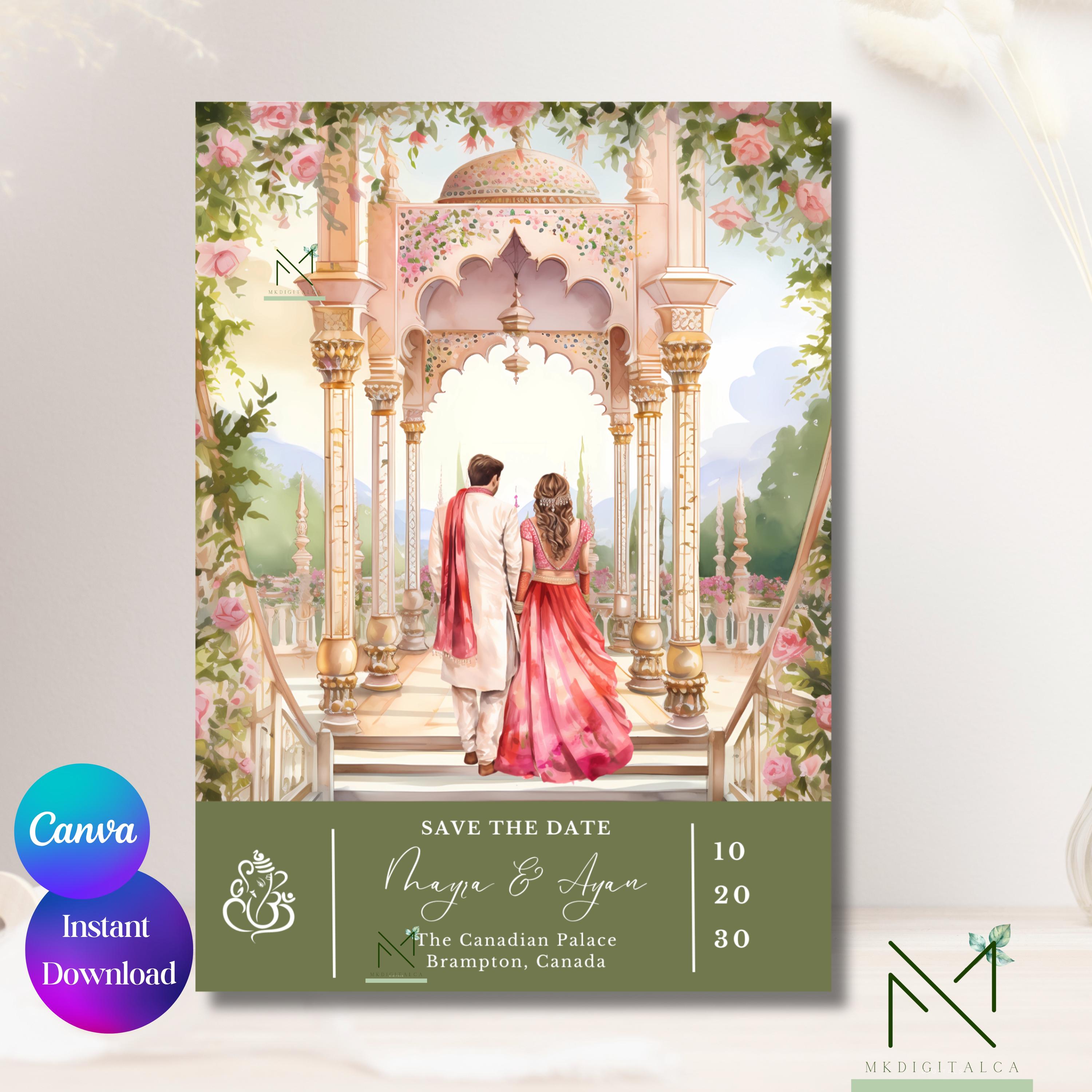 Indian Save the Date Invitation Template Digital Save the Date Card ...
