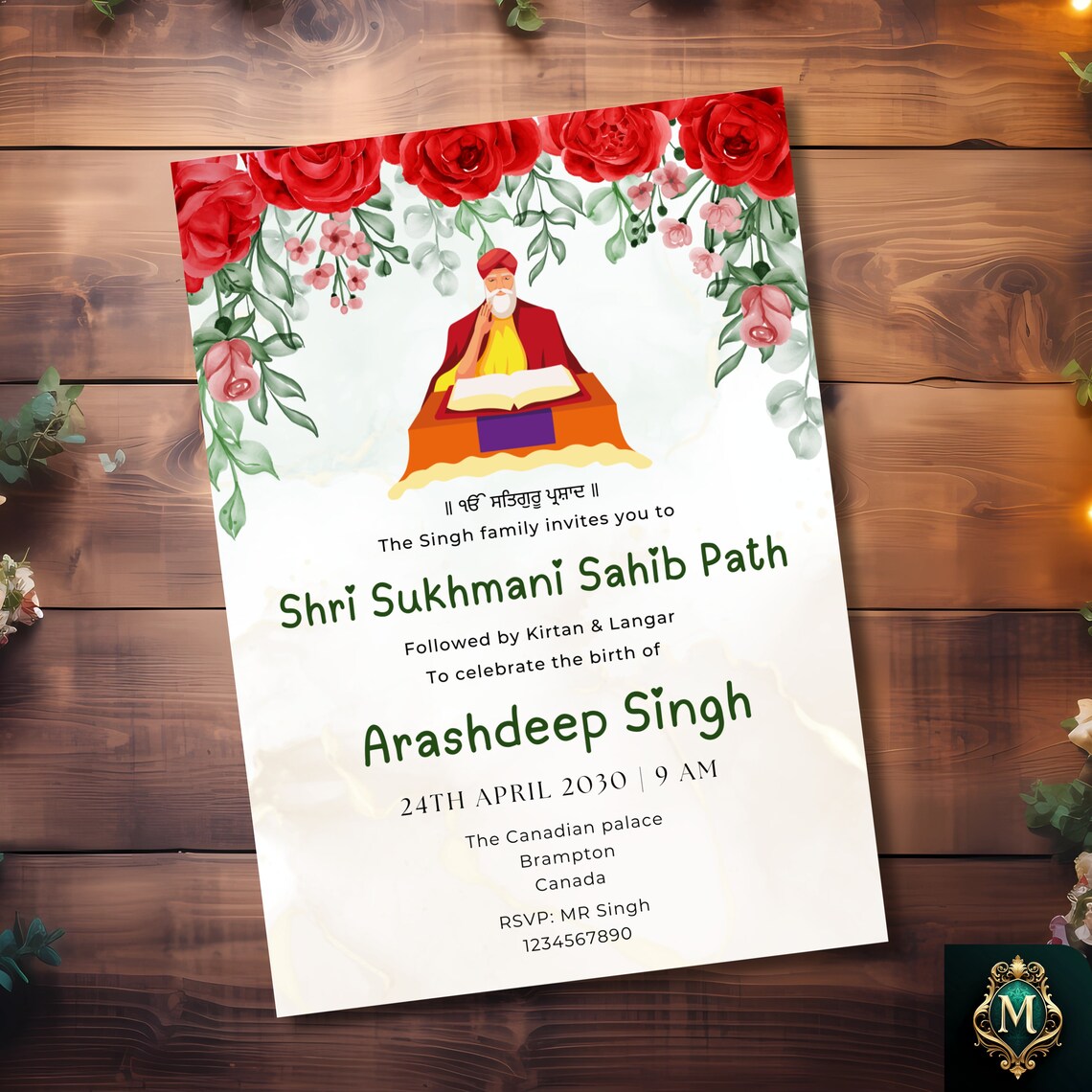 Digital Shri Sukhmani Sahib Path Invitation Template Shri Akhand Path ...