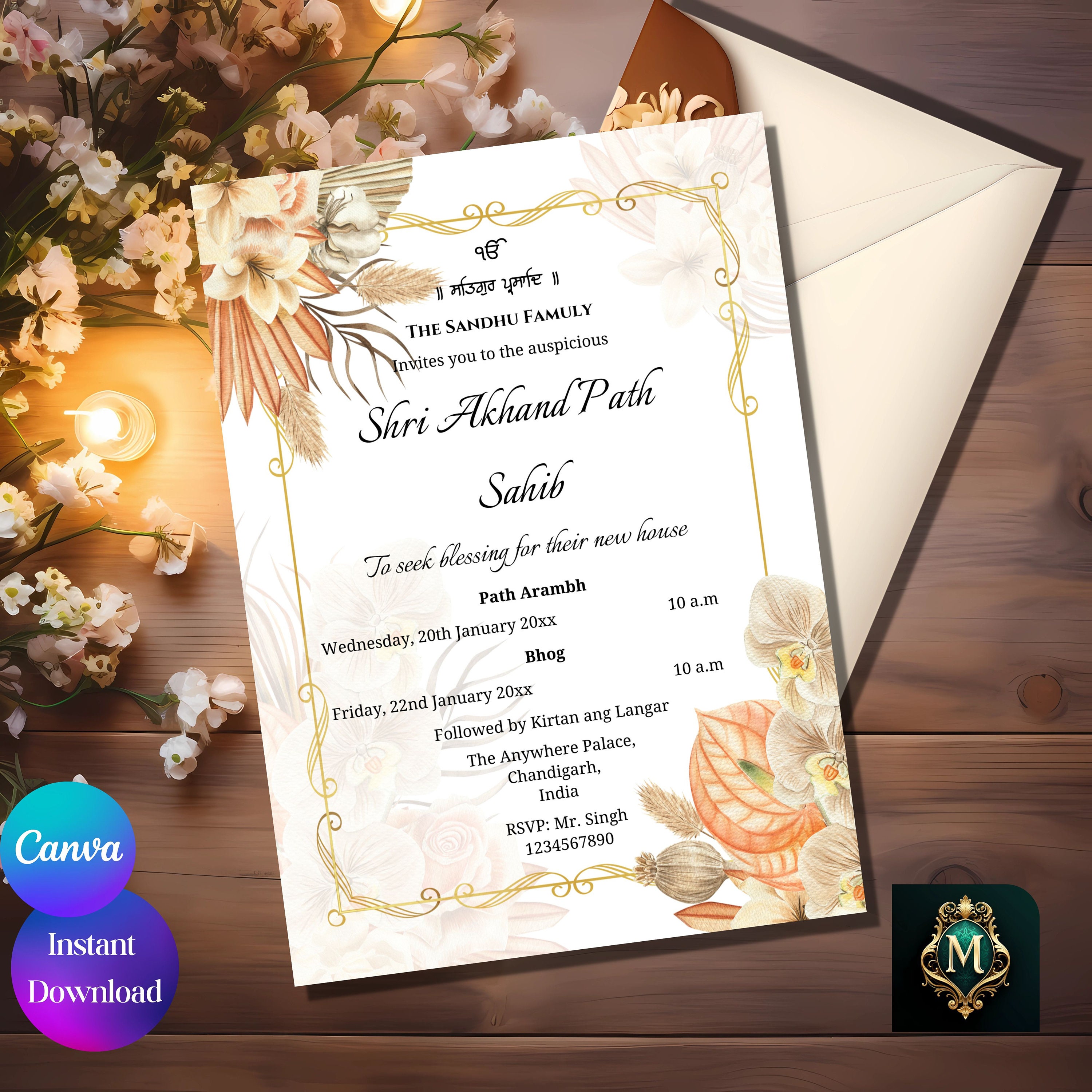 Akhand Path Invitation Housewarming Path Invitation Digital Path ...