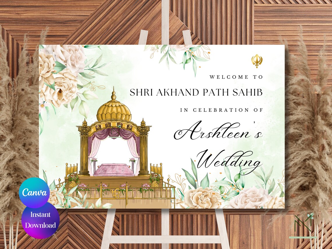 Floral Shri Akhand Path Welcome Sign Shri Sukhmani Sahib Welcome Sign Path Welcome Sign Birthday ...