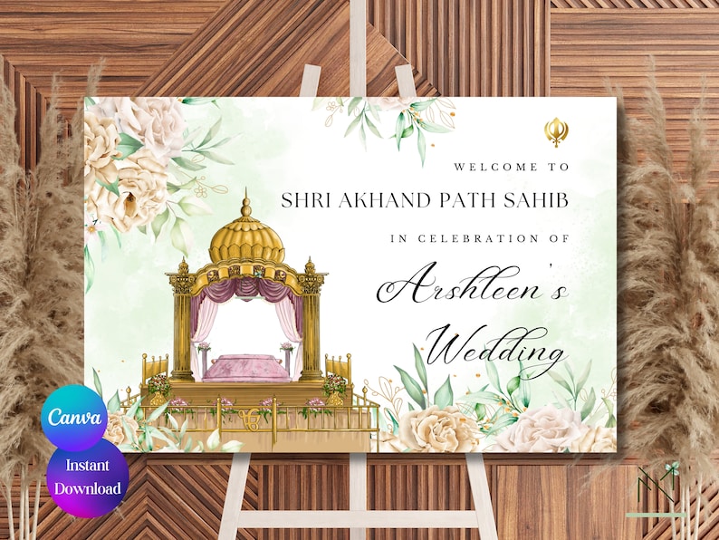 Floral Shri Akhand Path Welcome Sign Shri Sukhmani Sahib Welcome Sign ...