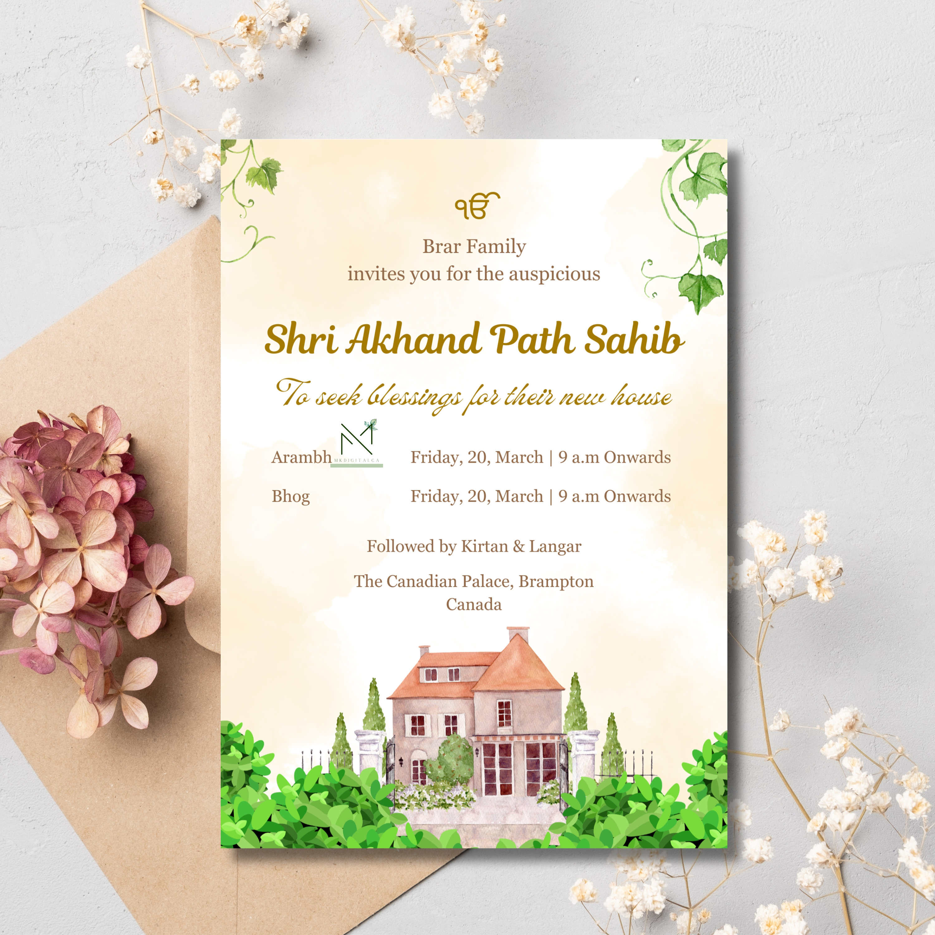 New House Akhand Path Invitation Sikh Housewarming Invitation Template ...