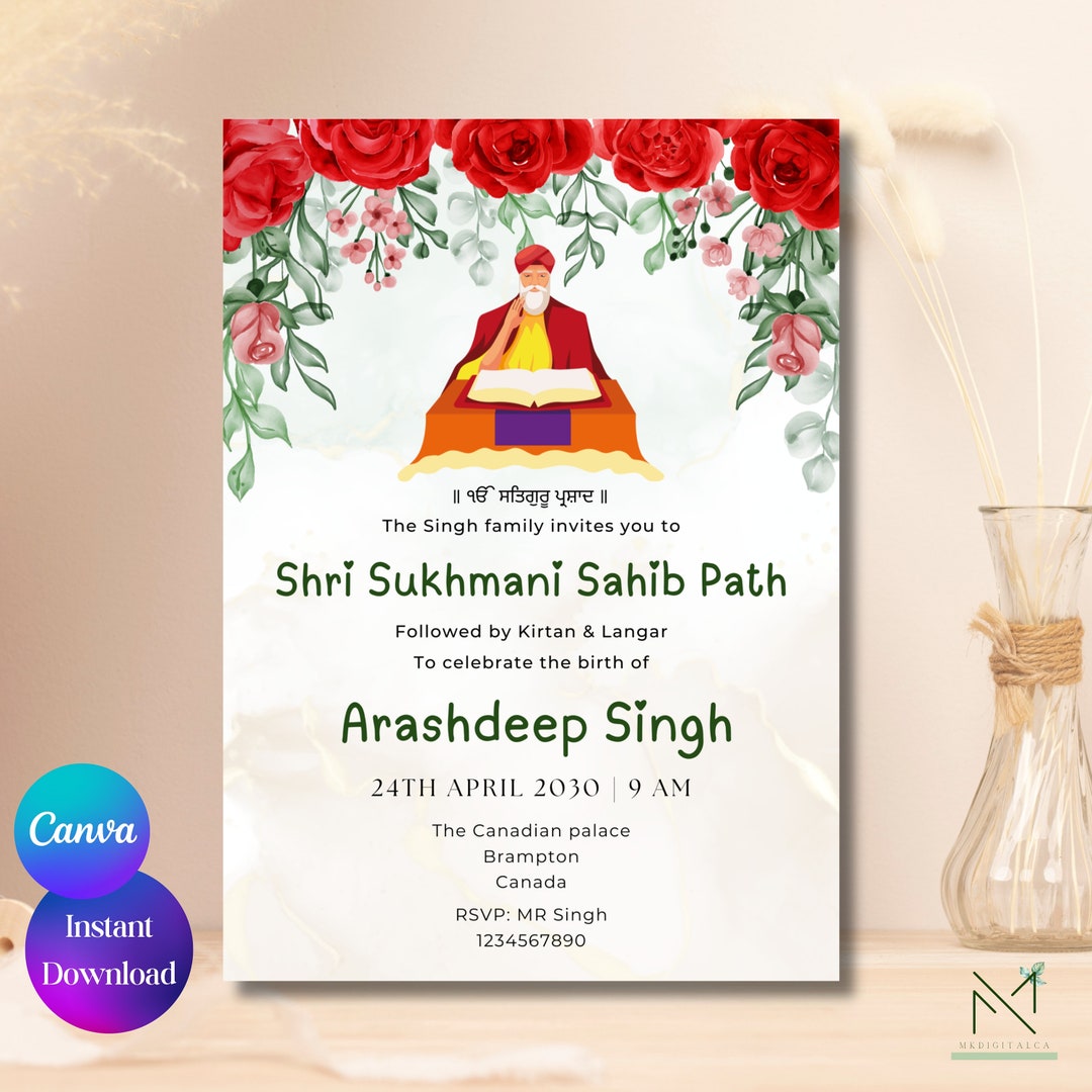 Digital Shri Sukhmani Sahib Path Invitation Template Shri Akhand Path ...