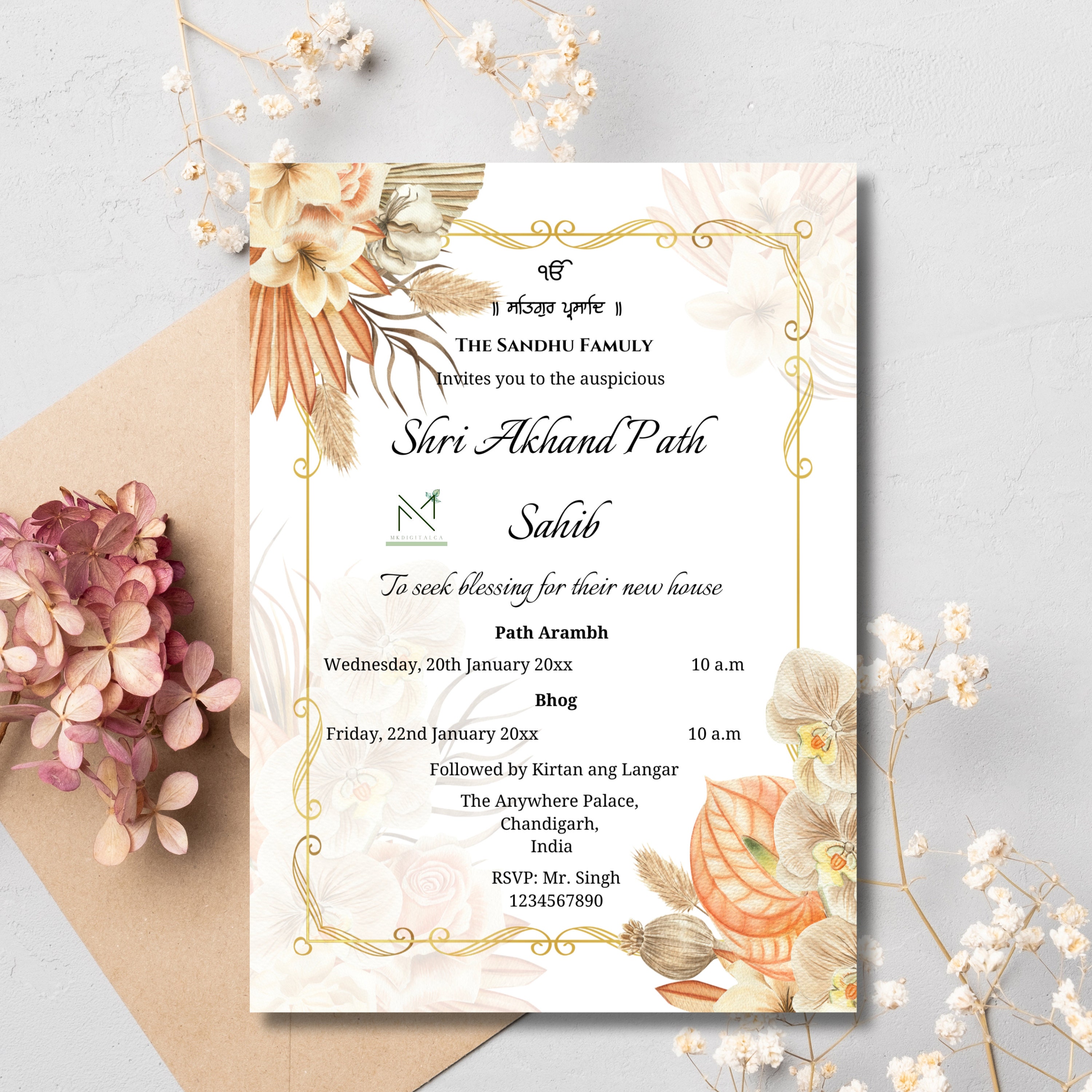 Akhand Path Invitation Housewarming Path Invitation Digital Path ...